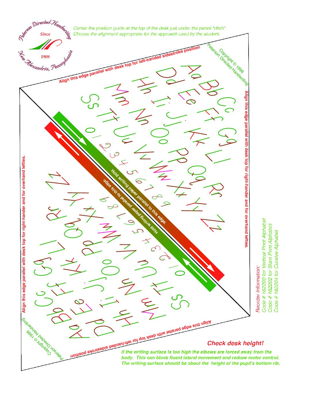 Position Guide Slant Print Peterson Directed Handwriting