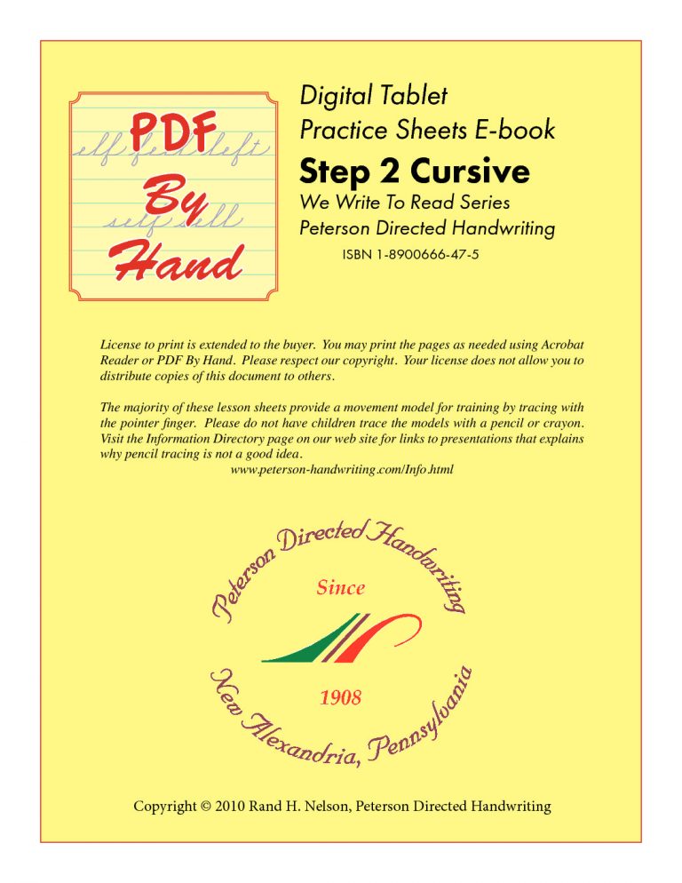 E-Workbook – Cursive Step 2 Individual License – Peterson Handwriting