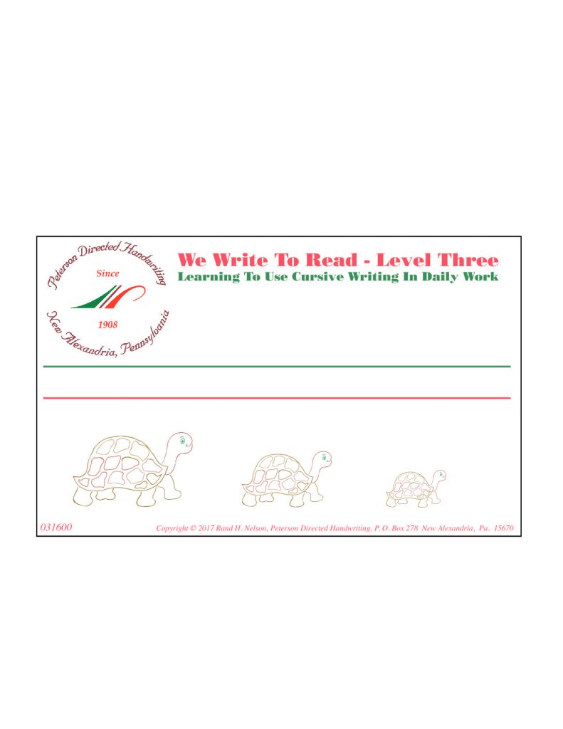 Online Store for Peterson Directed Handwriting Products. Learn Cursive.