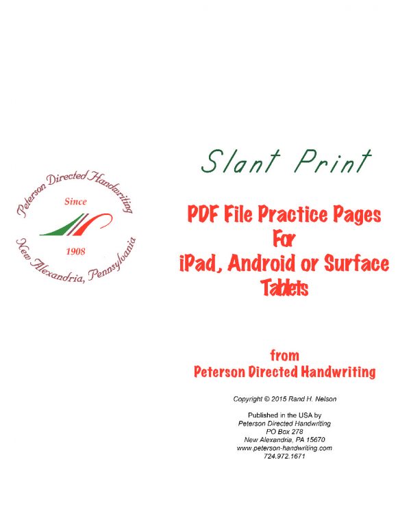 Slant Print Practice Pages – Peterson Handwriting