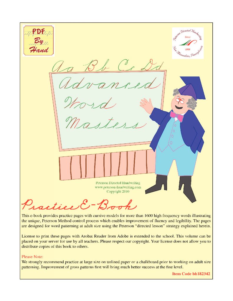 Word Masters Advanced E-book, Building License – Peterson Handwriting
